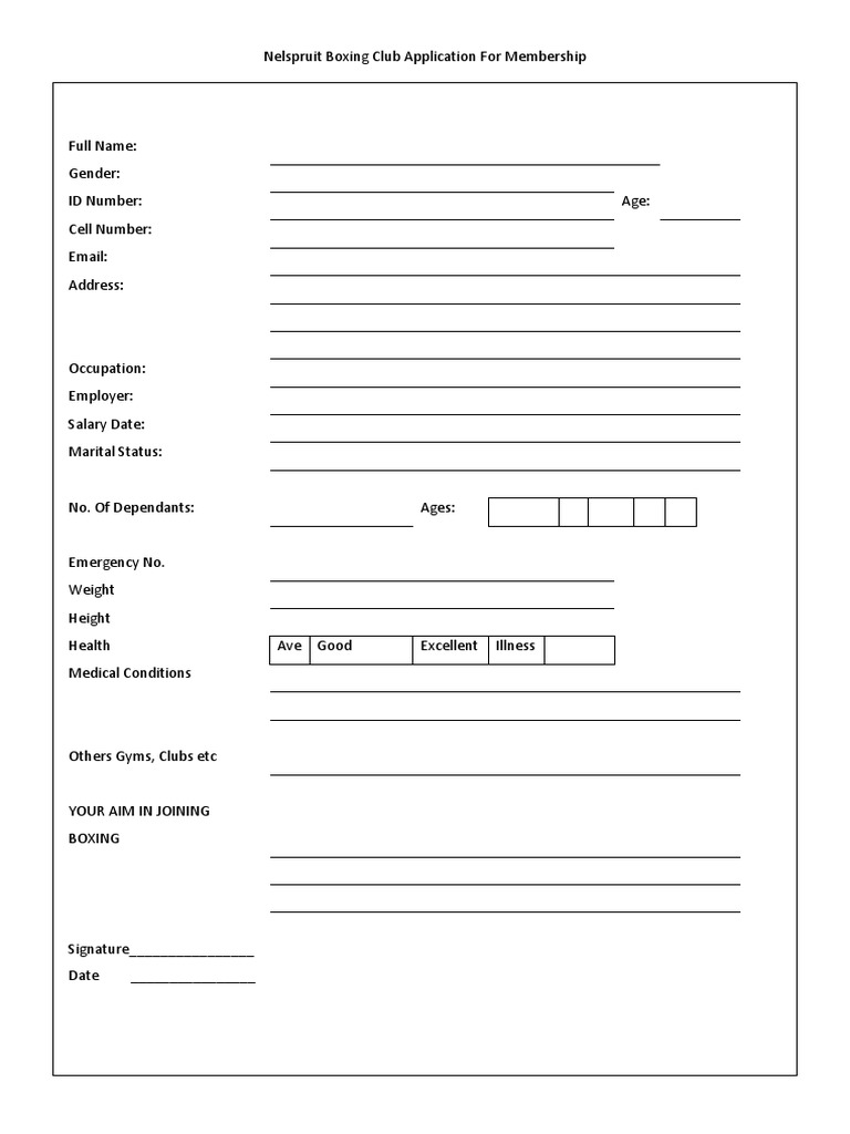 Nelspruit Boxing Club Membership Application, Idemnity (3) 2 | PDF ...