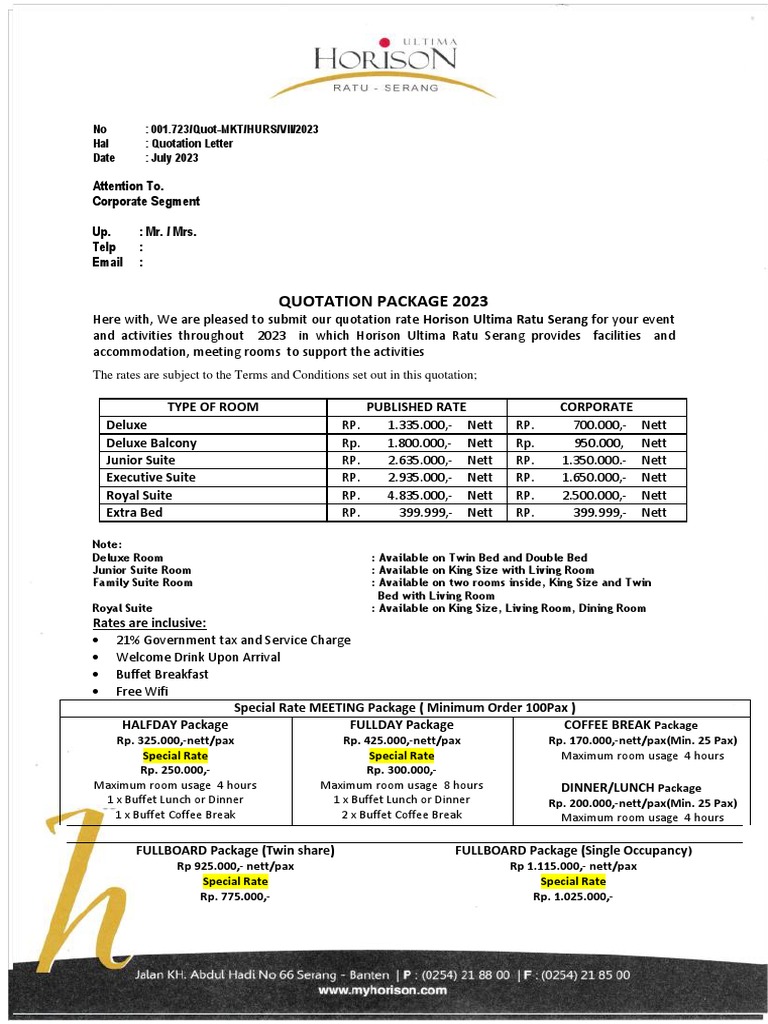 QUOTATION LETTERS 2023 - Corp | PDF
