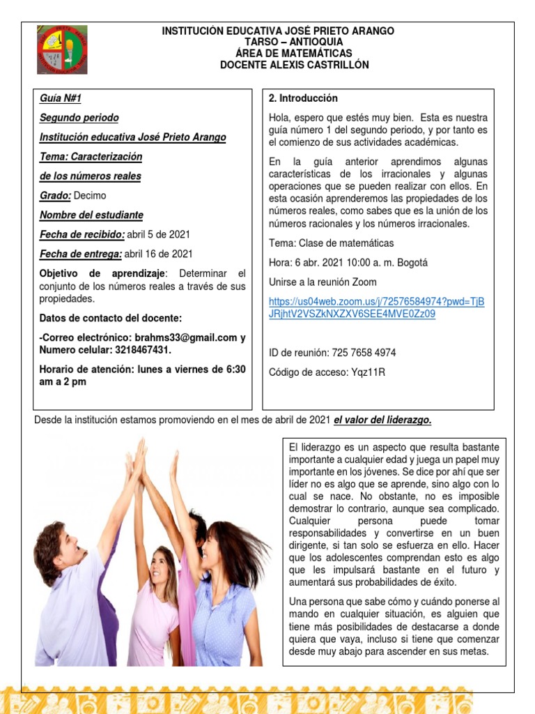 1 Guia Grado Decimo Matematicas Pdf Números Número Real