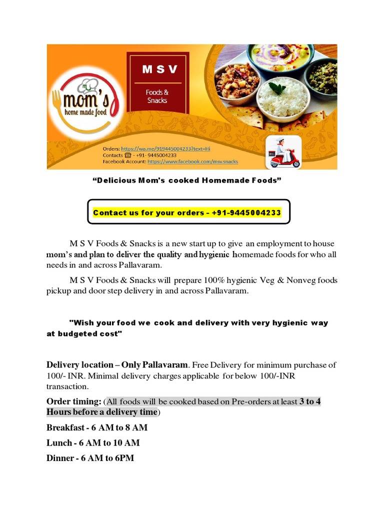 MSV Foods Menu List | PDF