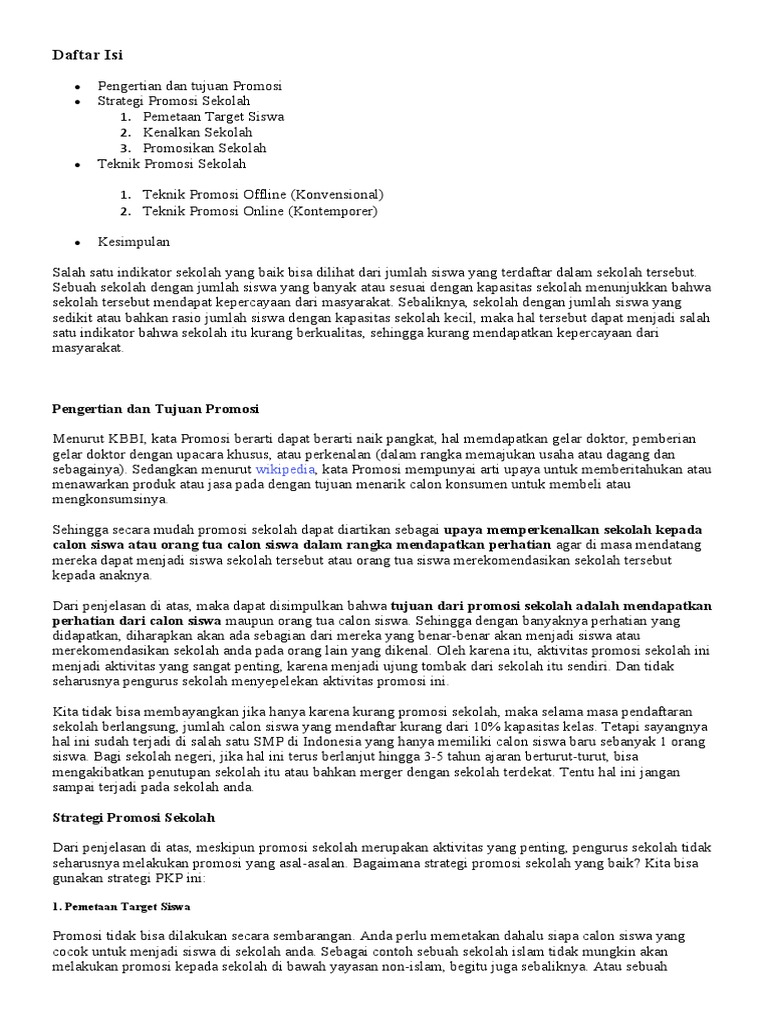 Daftar Isi - PROMOSI PPDB | PDF