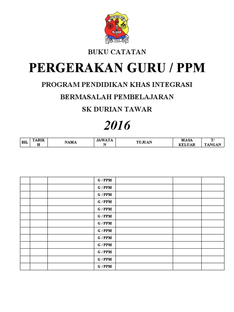 Buku Catatan Pergerakan Guru PPM | PDF