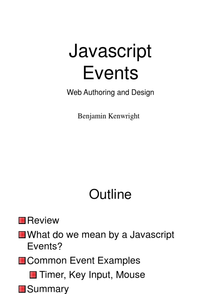 120 Javascript - Events | Download Free PDF | Java Script | Computing 120 Javascript - Events | Download Free PDF | Java Script | Computing