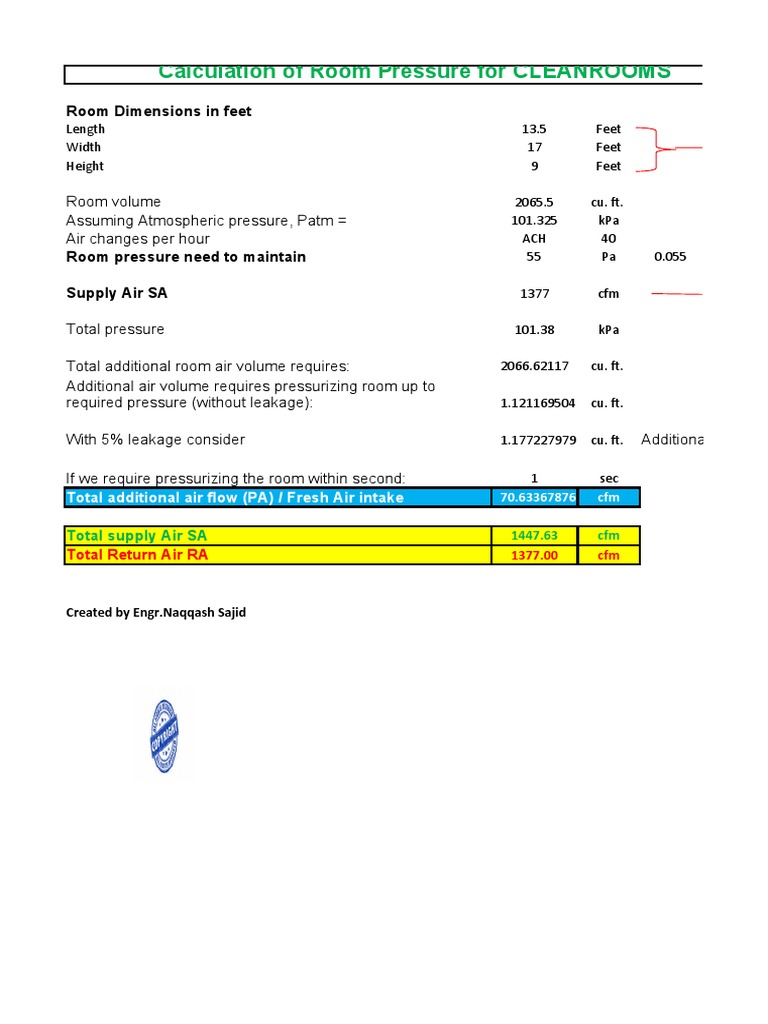 Room Pressure Calculation 2 | PDF