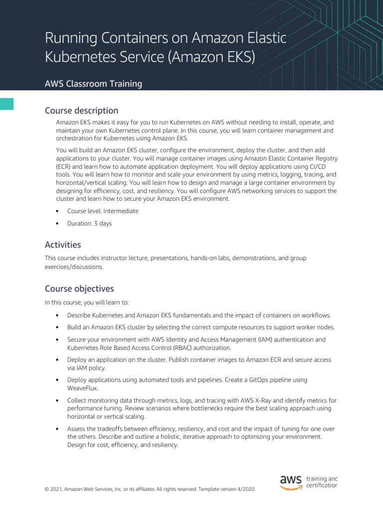 Running Containers On Amazon Elastic Kubernetes Service | PDF | Amazon ... Running Containers On Amazon Elastic Kubernetes Service | PDF | Amazon ...