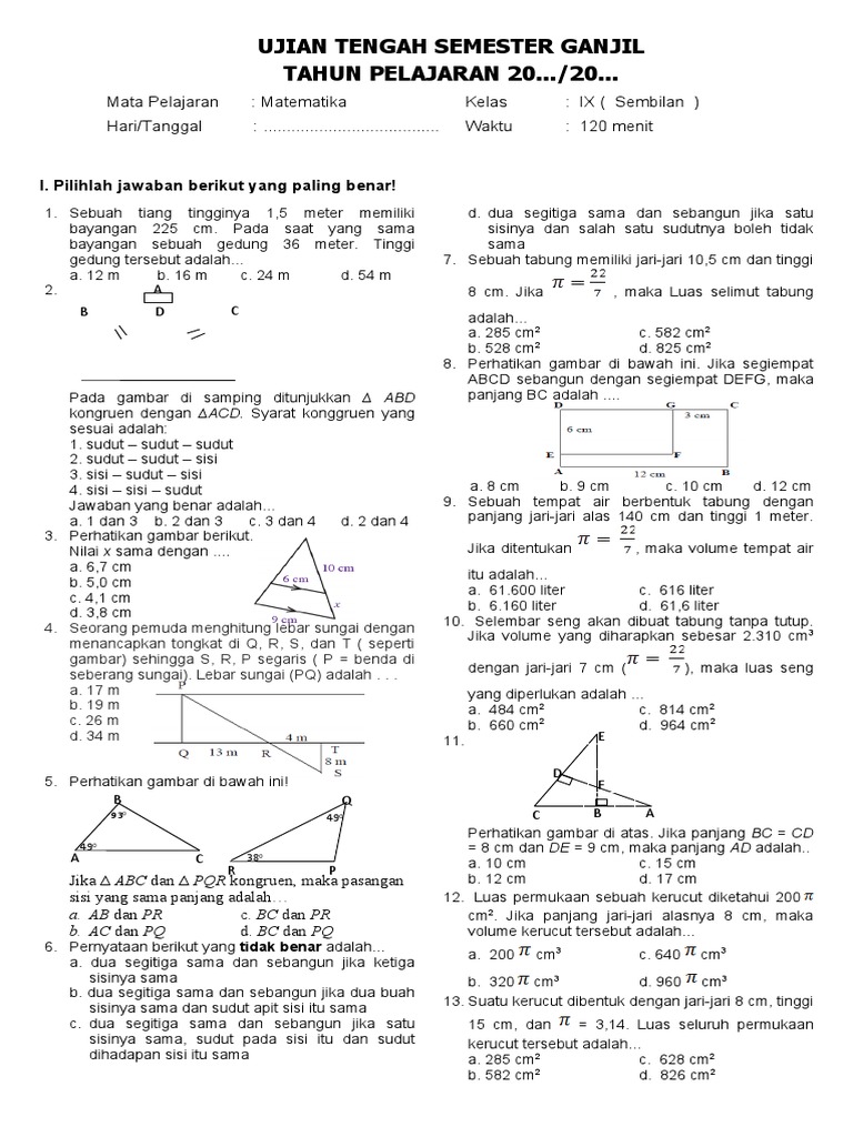 Soal Matematika Kelas IX | PDF