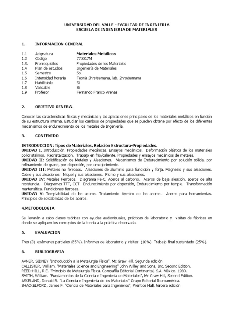770017-2014 Materiales Metalicos 2014 | PDF | Rieles | Tratamiento a ...