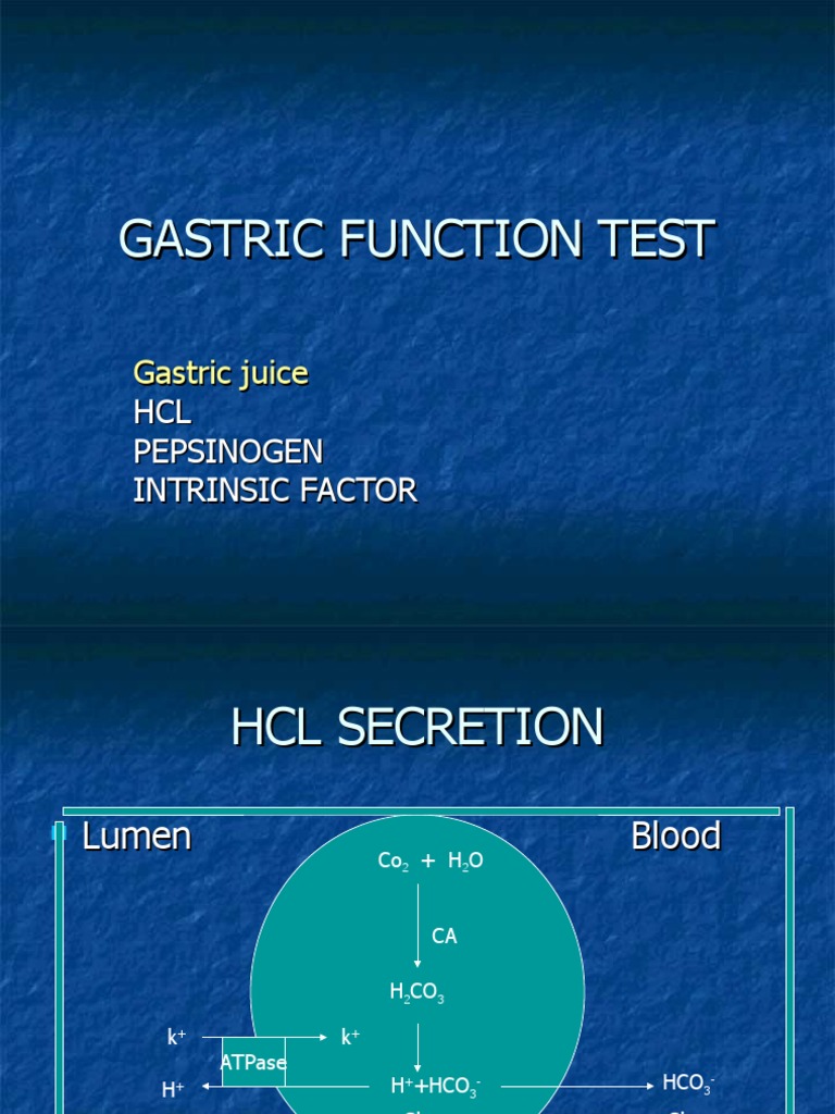 Gastric Funcn Test | PDF | Stomach | Hydrochloric Acid