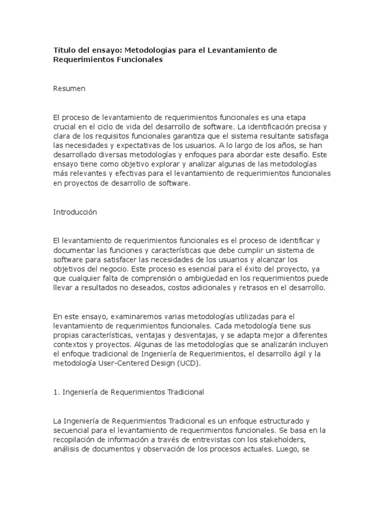 Metodologias para La Documentación de Req Funcionales | PDF | Software ... Metodologias para La Documentación de Req Funcionales | PDF | Software ...