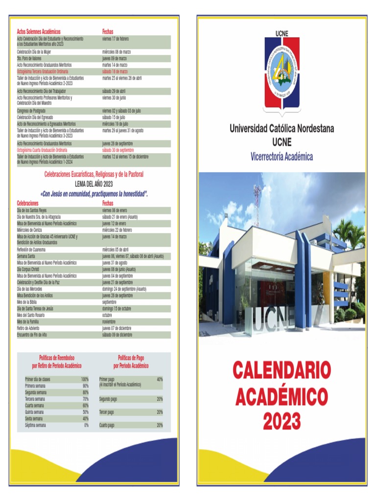 CalendarioAcademicoUCNE 2023 | PDF | Adoración Cristiana Y Liturgia | Liturgia Catolica
