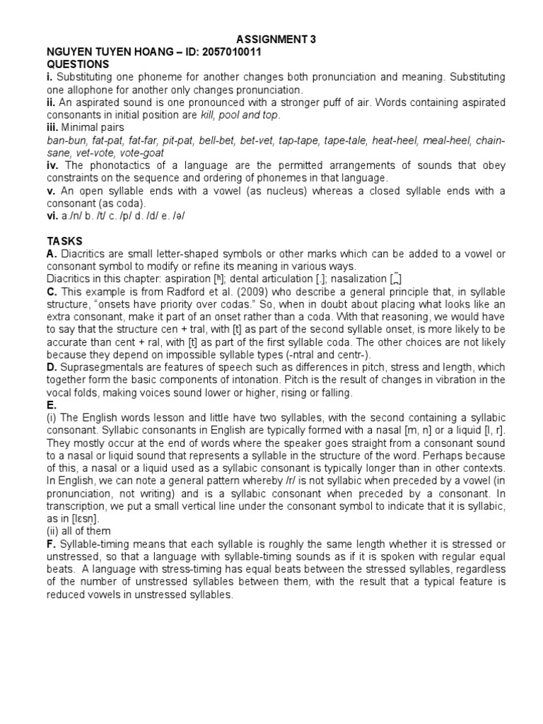 Assignment 3 Ling | PDF | Syllable | Stress (Linguistics)
