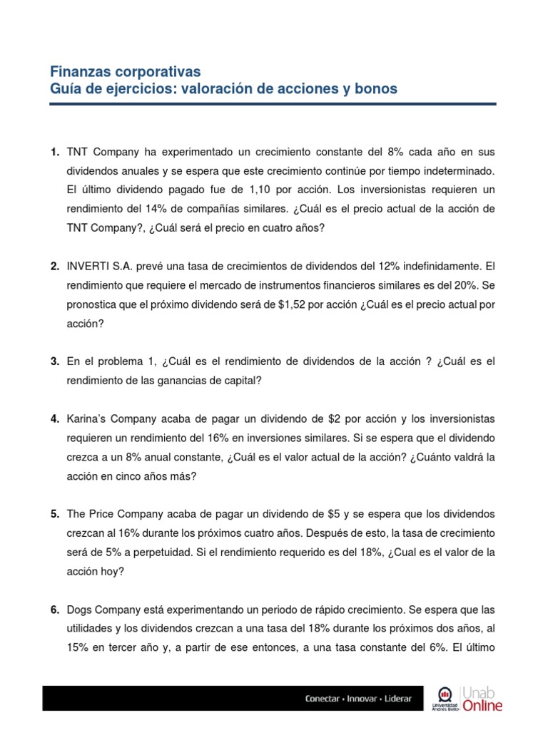 Iicg3102 s4 Ejercicios2 | PDF | Compartir (Finanzas) | Inversiones