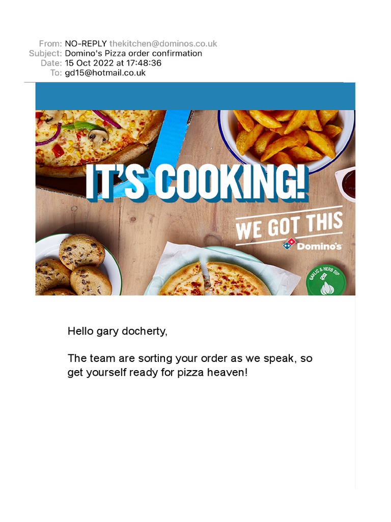Domino's Pizza Order Confirmation | Download Free PDF | Computer Virus ...