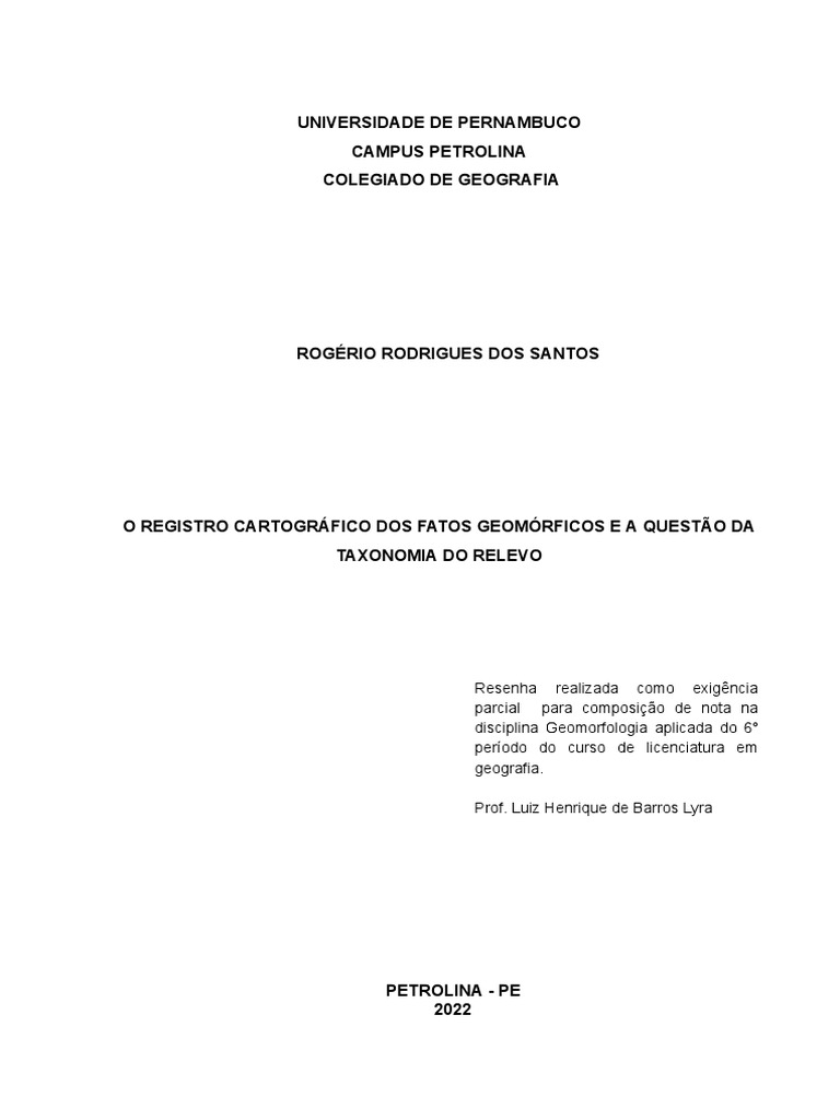 Taxonomia do Relevo e Cartografia Geomórfica | PDF | Geomorfologia ...