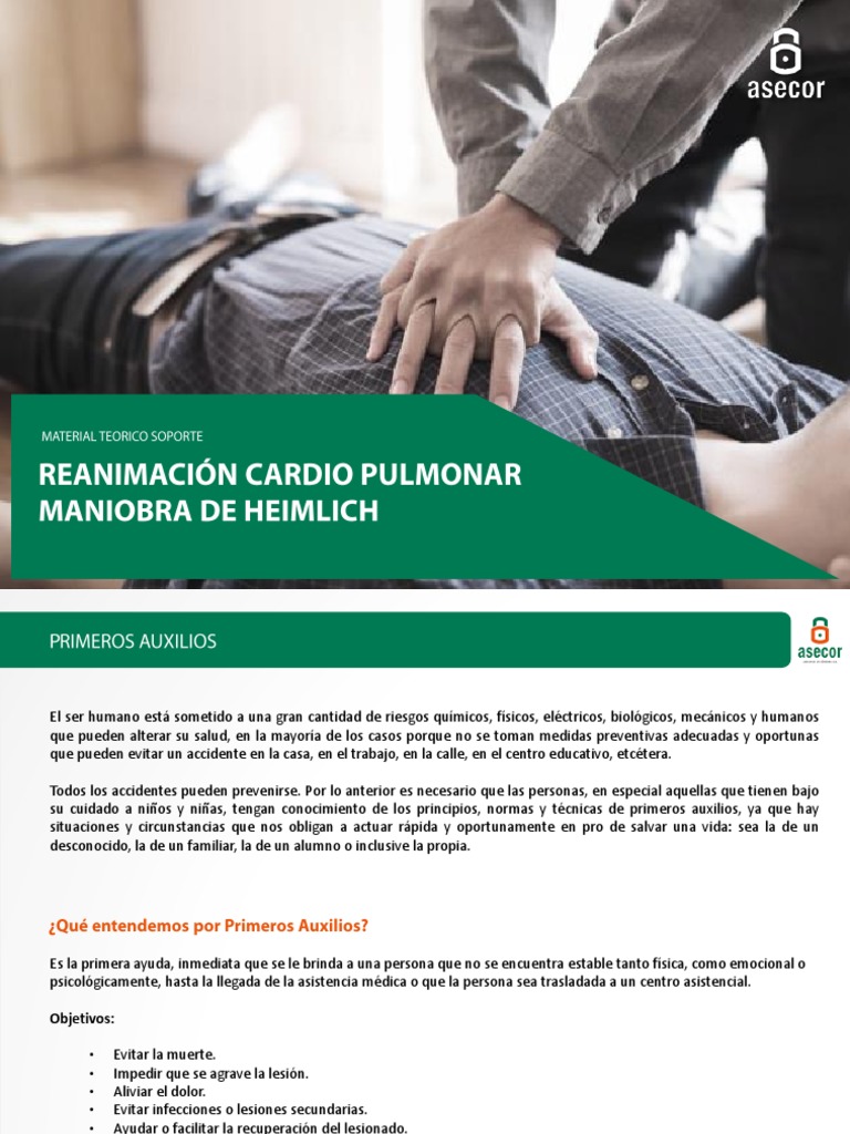 Manual RCP Heimlich Asecor | PDF | Reanimación cardiopulmonar | Infarto ...