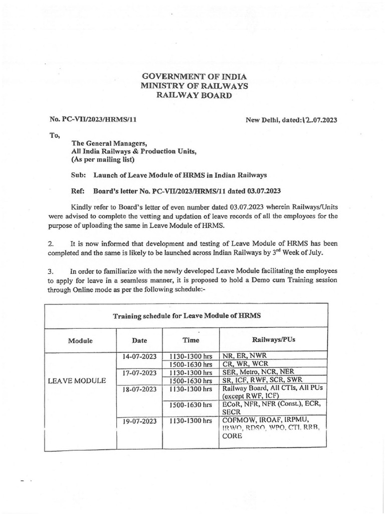 Leave Module Training Letter | PDF