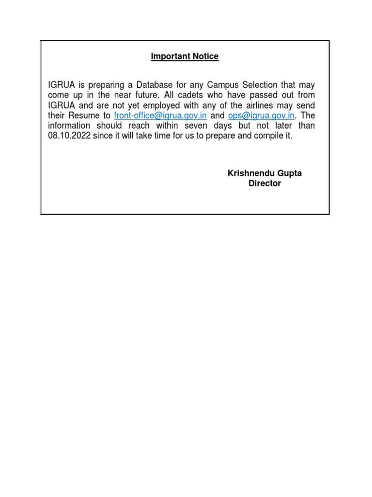 IGRUA Campus Selection Notice | PDF