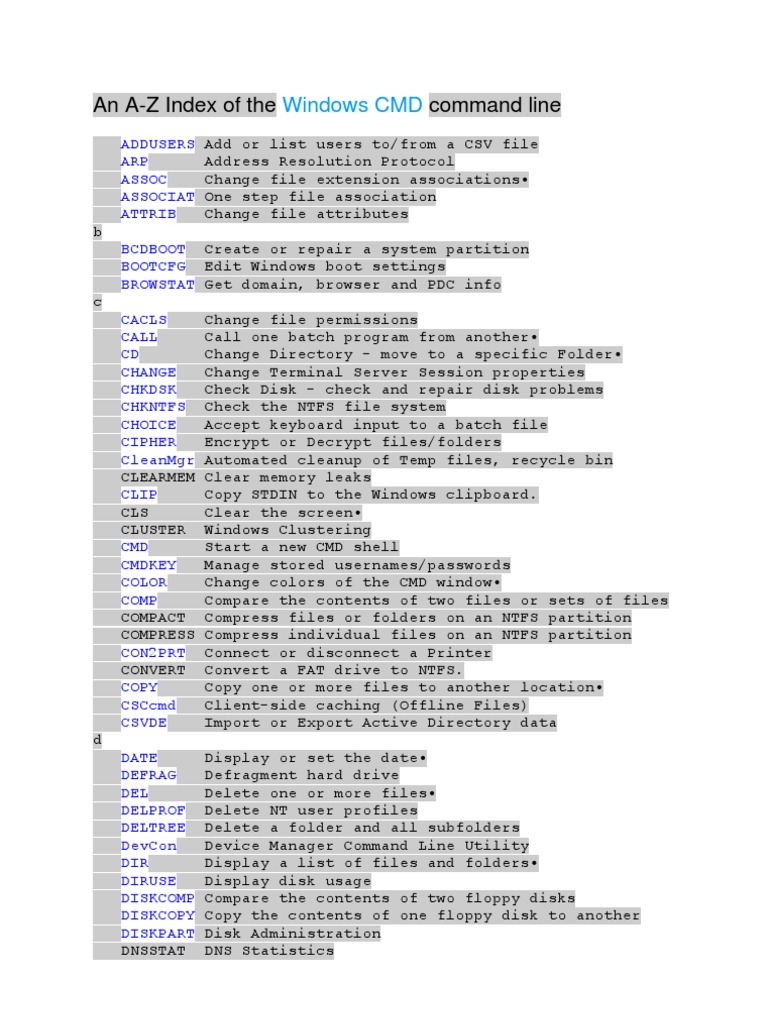 CMD Commands | PDF | Windows Registry | Computer File