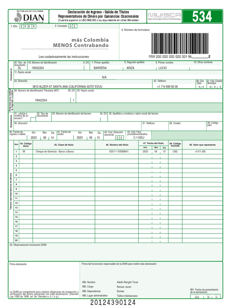 Formulario 534 2023 29 06 | PDF