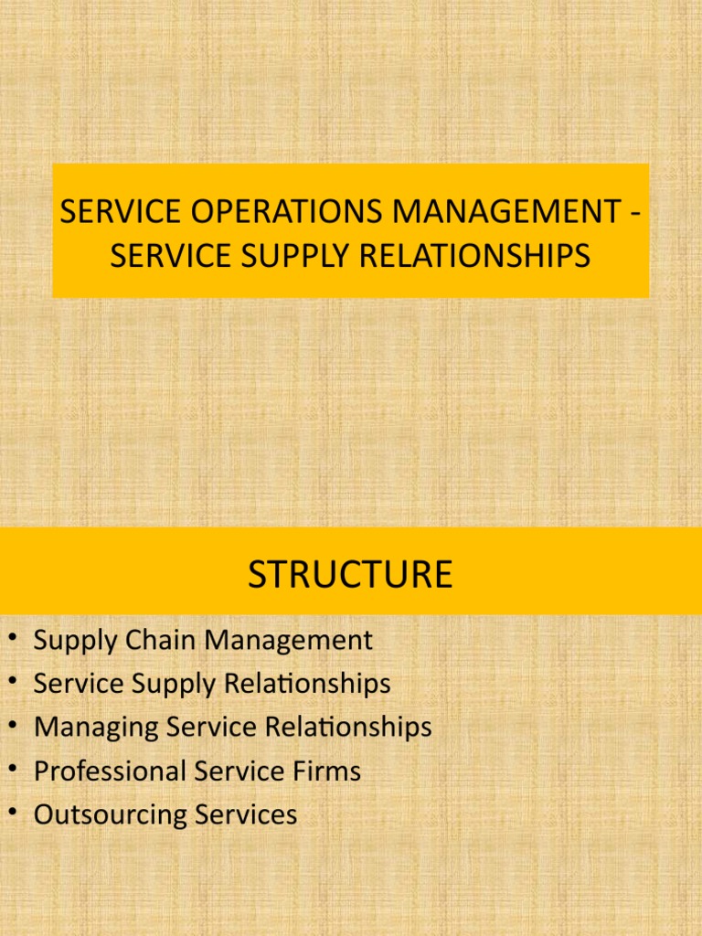 Service Supply Relationships (Som) | PDF | Logistics | Supply Chain