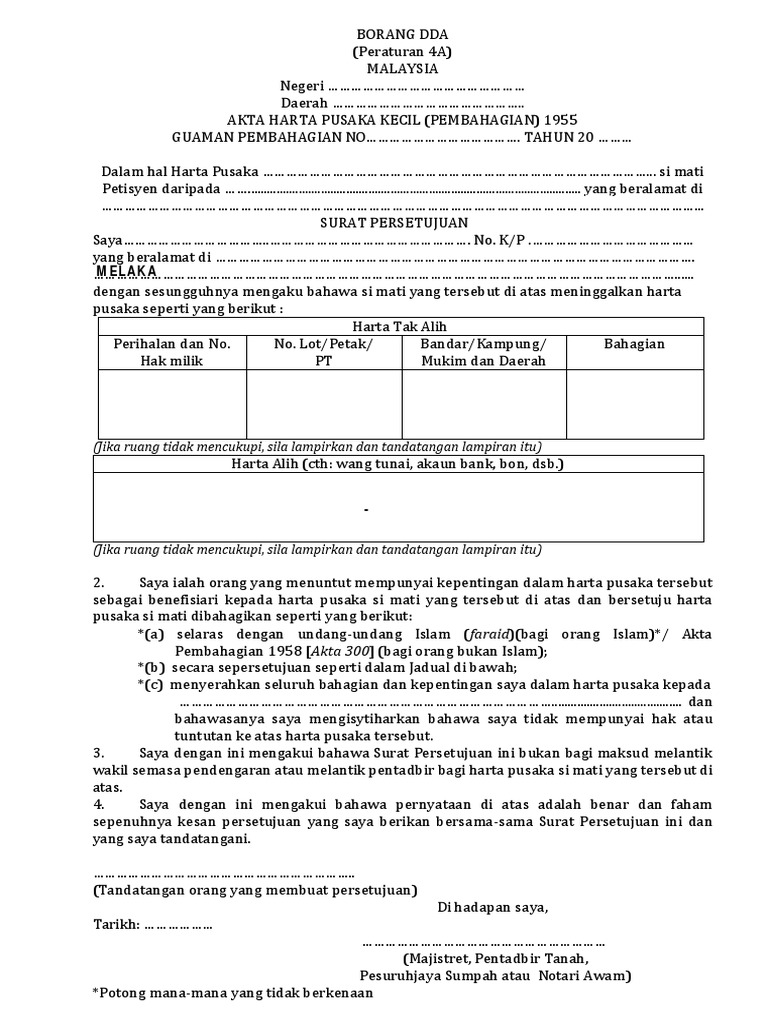 Borang Persetujuan - Bahasa Melayu Borang DDA | PDF