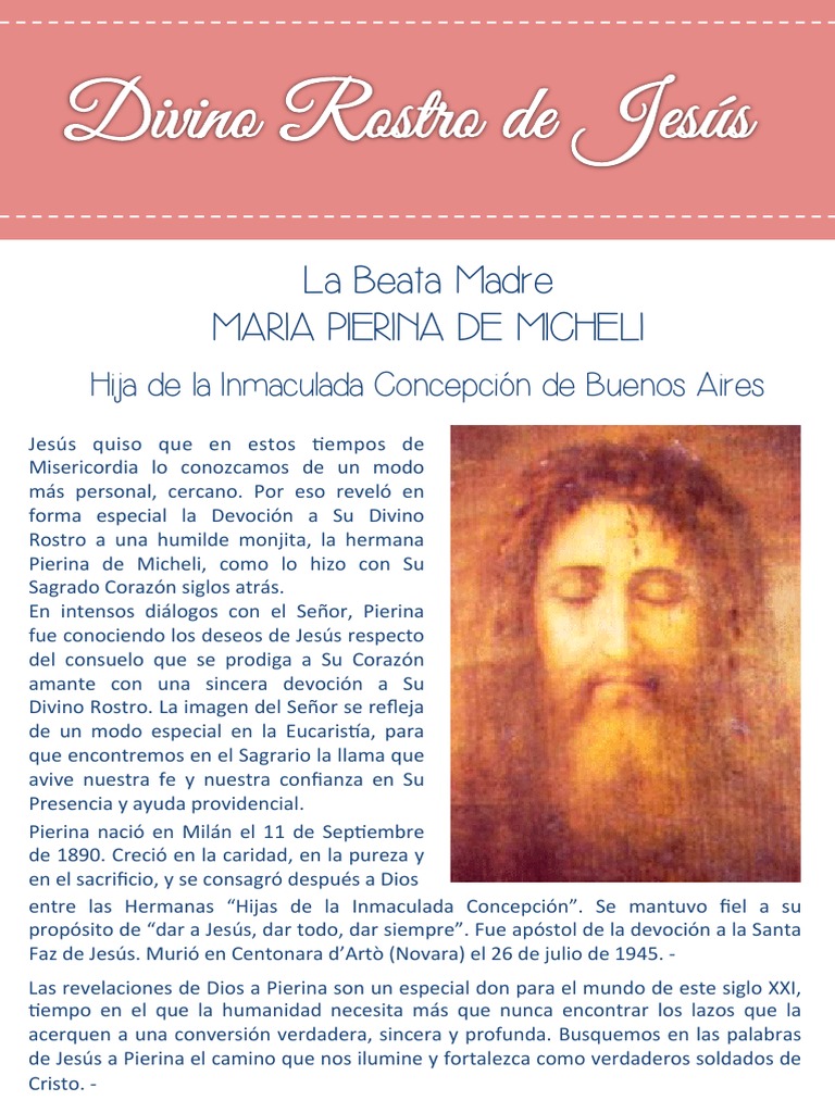 Divino Rostro de Jesús | PDF | María, madre de Jesús | Creencia ...
