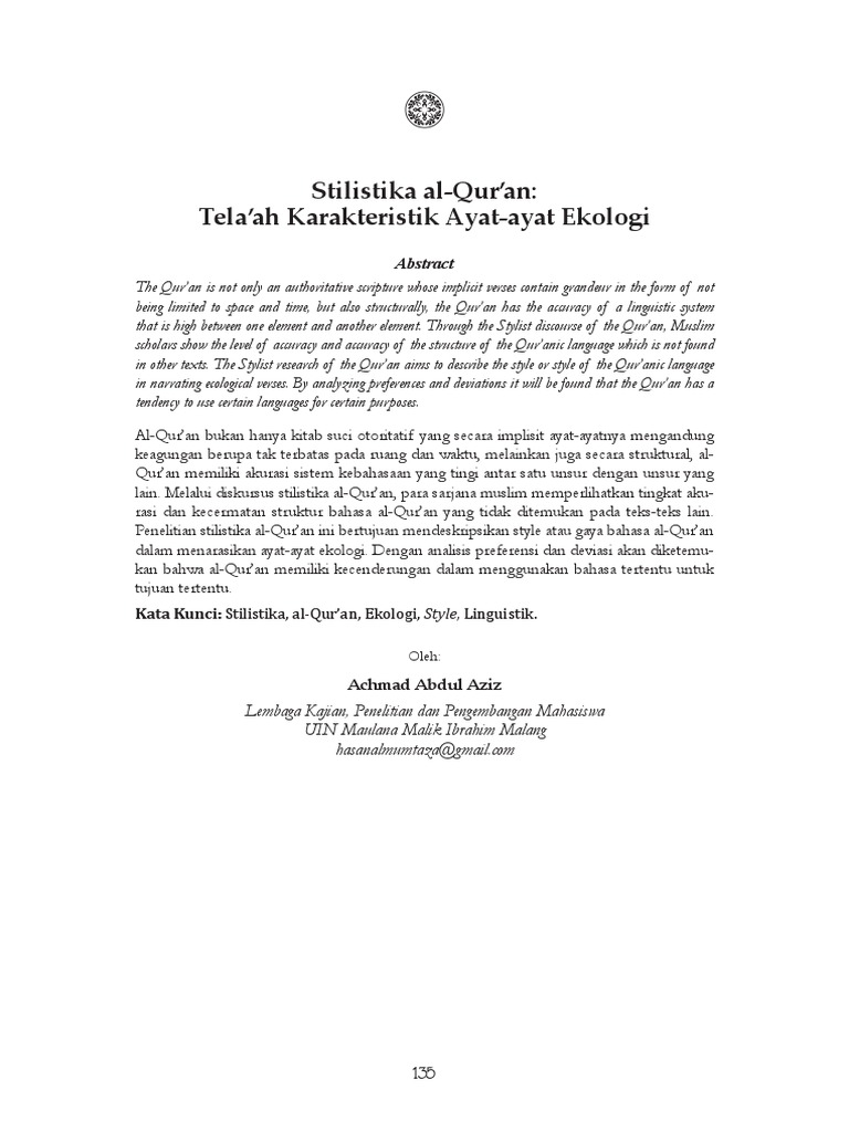 Gaya Bahasa Ayat-ayat Ekologi Al-Qur'an | PDF