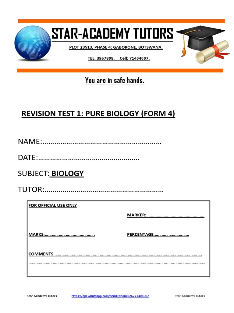 Form 4 Biology Revision Test | PDF | Photosynthesis | Digestion