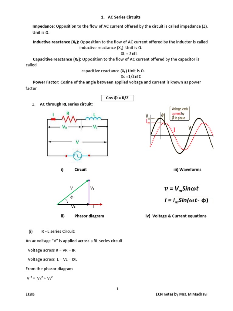 AC Series Circuits-1 | PDF | Electrical Impedance | Ac Power