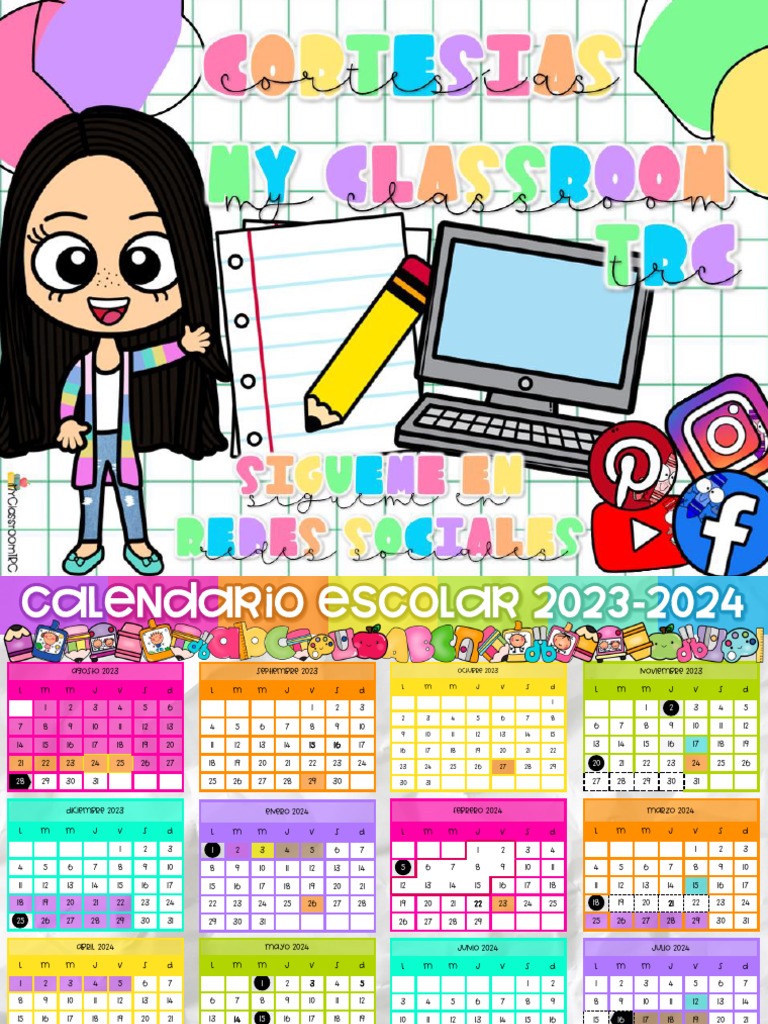 CALENDARIO ESCOLAR 2023-2024 (Cortesia MyClassroomTRC) | PDF