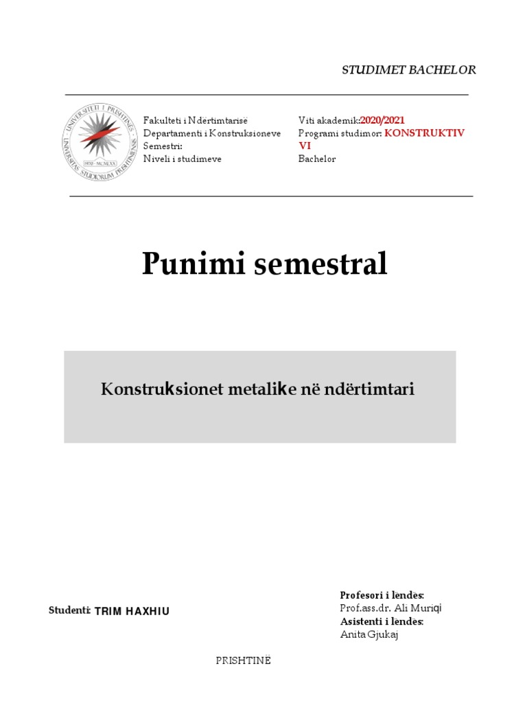 Punimi semestral-K.Metalike II | PDF