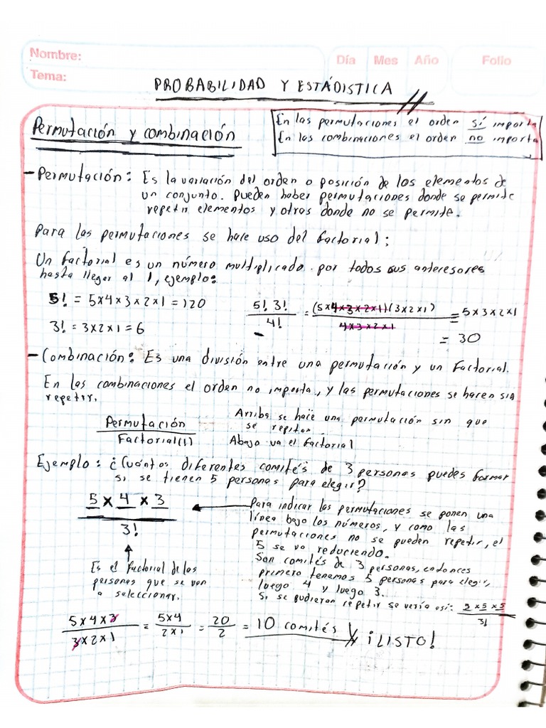 Permutaciones Y Combinaciones Pdf