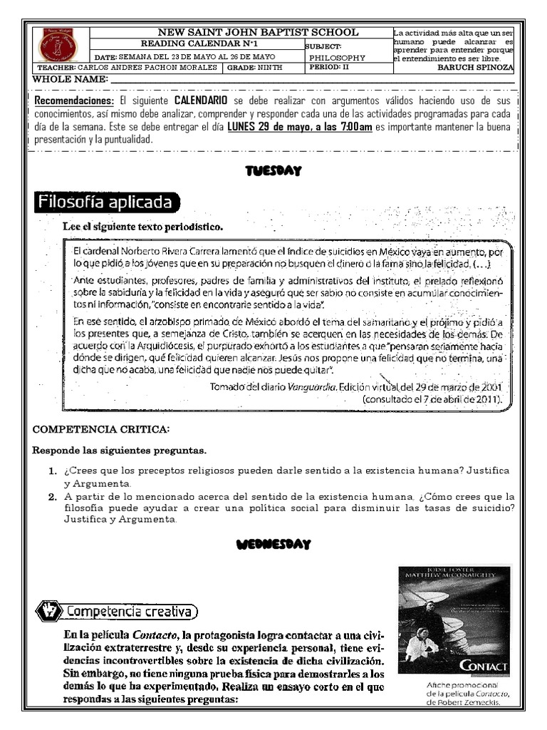 Calendario Filosófico 1 | PDF
