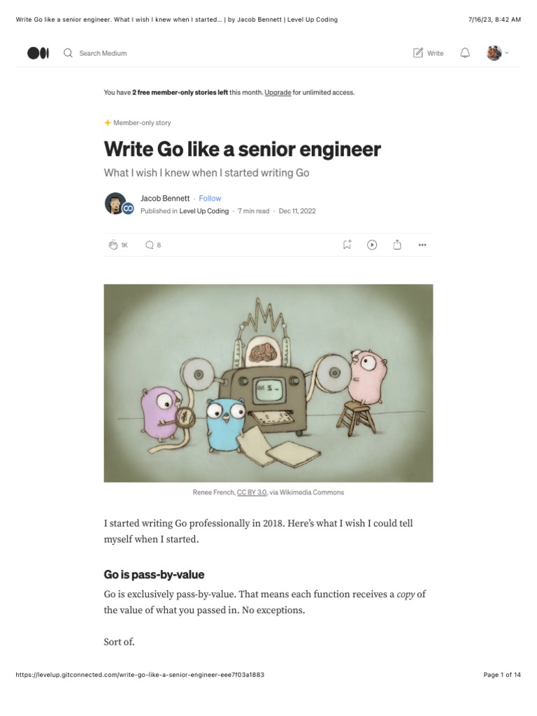 Write Go Like A Senior Engineer. What I Wish I Knew When I Started - by Jacob Bennett - Level Up ...