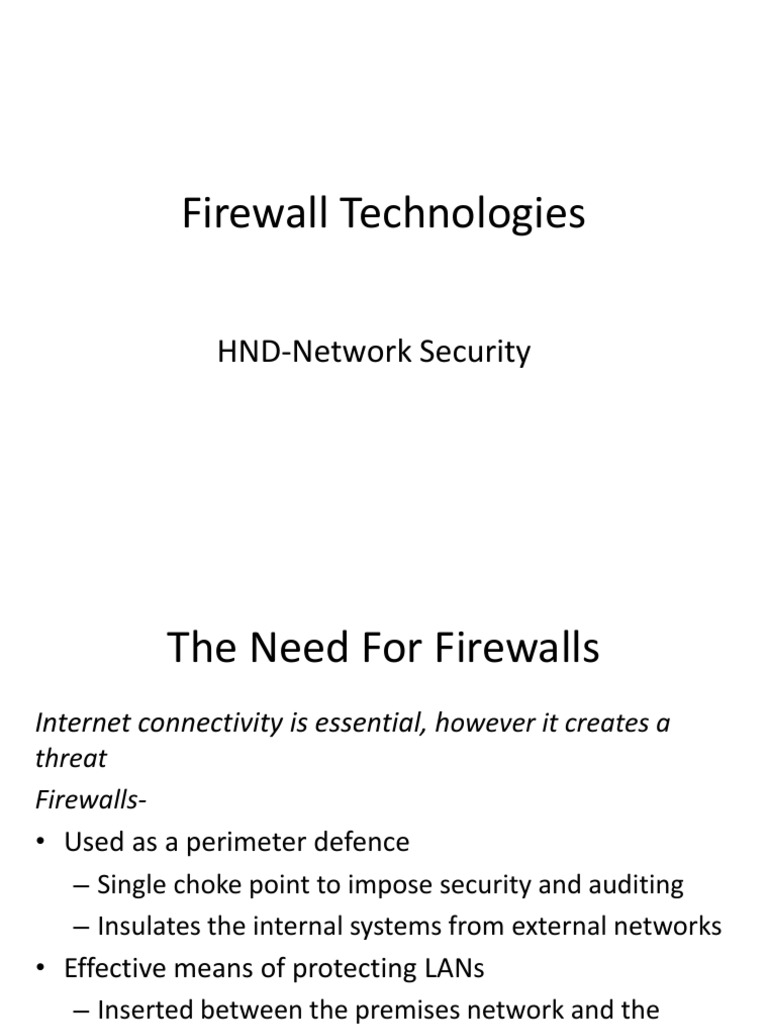 Firewall Technologies | PDF | Firewall (Computing) | Transmission Control Protocol
