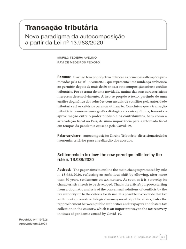 Transacao Tributaria Novo Paradigma Da A | PDF | Taxa de crédito ...