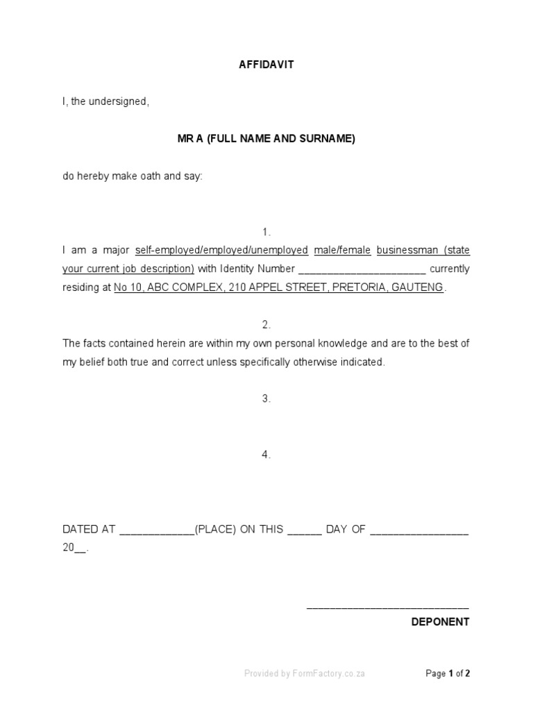 Sworn Affidavit (1) | PDF