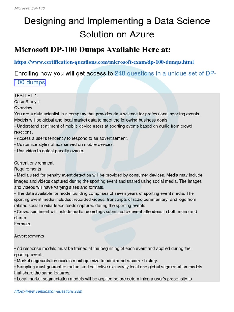 DP 100 PDF | Download Free PDF | Machine Learning | Image Segmentation