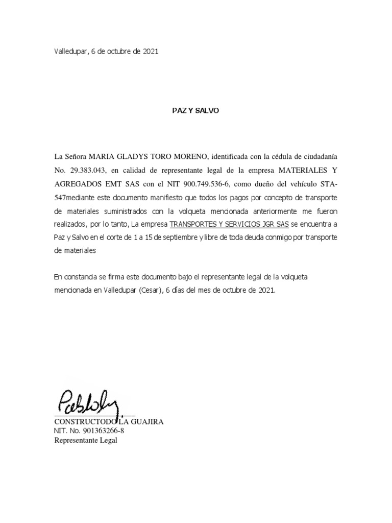 5 Paz y Salvo Vehiculo 547 | PDF | Derecho