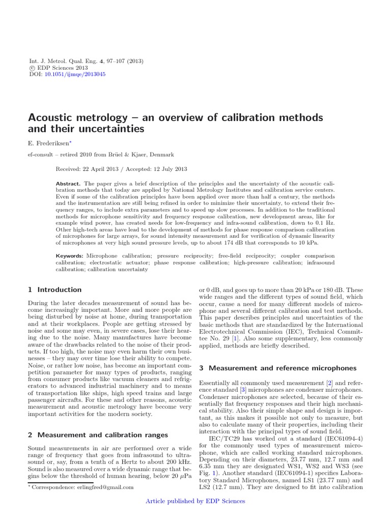 An Overview of Calibration Methods | PDF | Microphone | Calibration