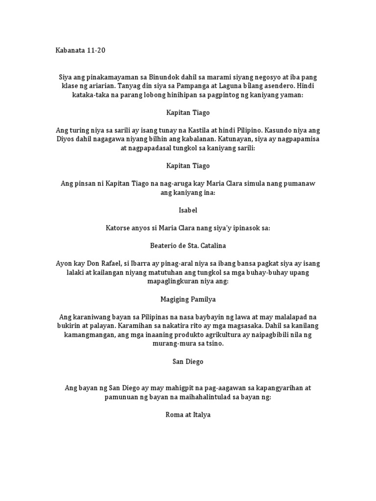 Kabanata 11-20 | PDF