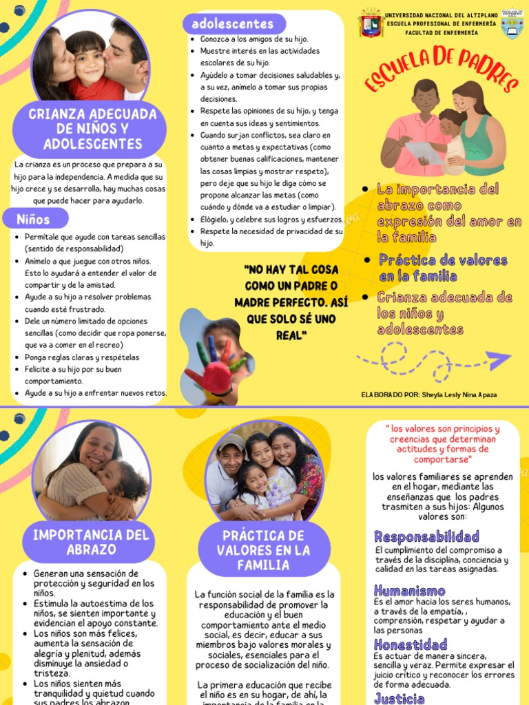Triptico Abrazo, Valores Crianza INICIAL | PDF | Familia | Amor