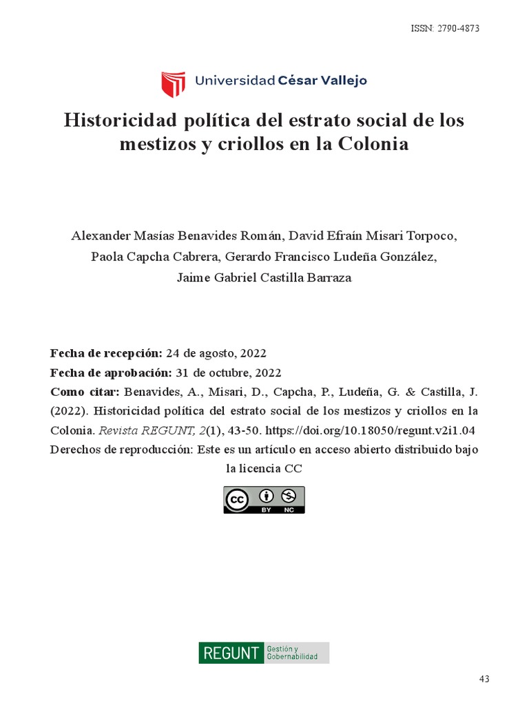 Historicidad Politica Del Estrato Social | PDF | Colonización española ...