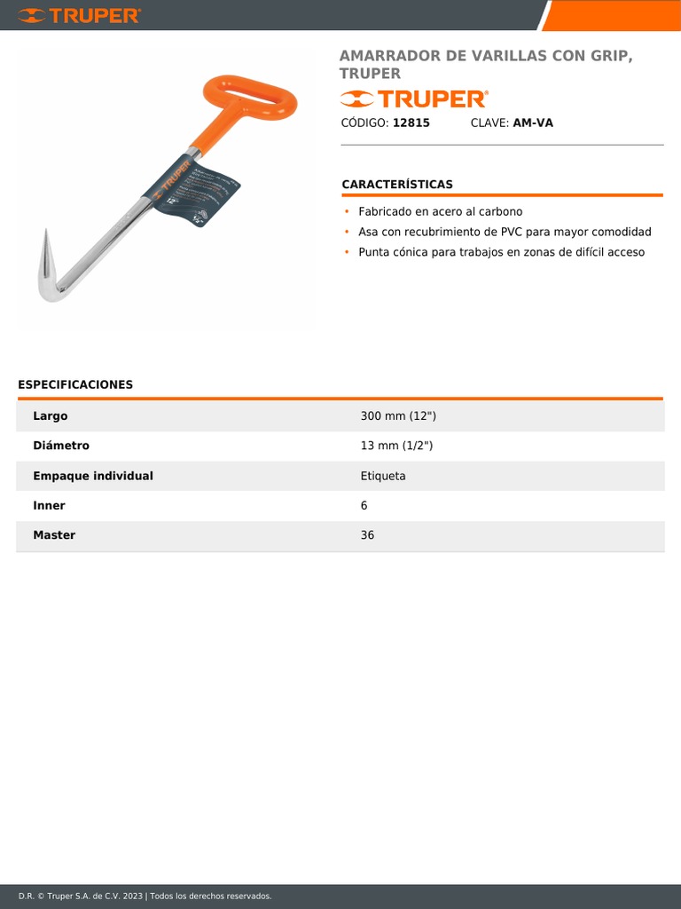 Amarrador de Columnas (Tortol) Cod 12815 Truper | PDF