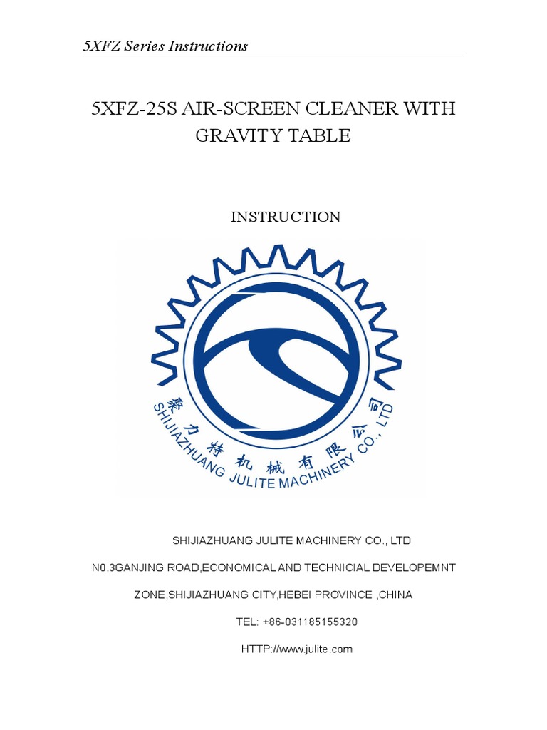 5XFZ-25S Air-Screen Cleaner With Gravity Table | PDF | Duct (Flow) | Screw