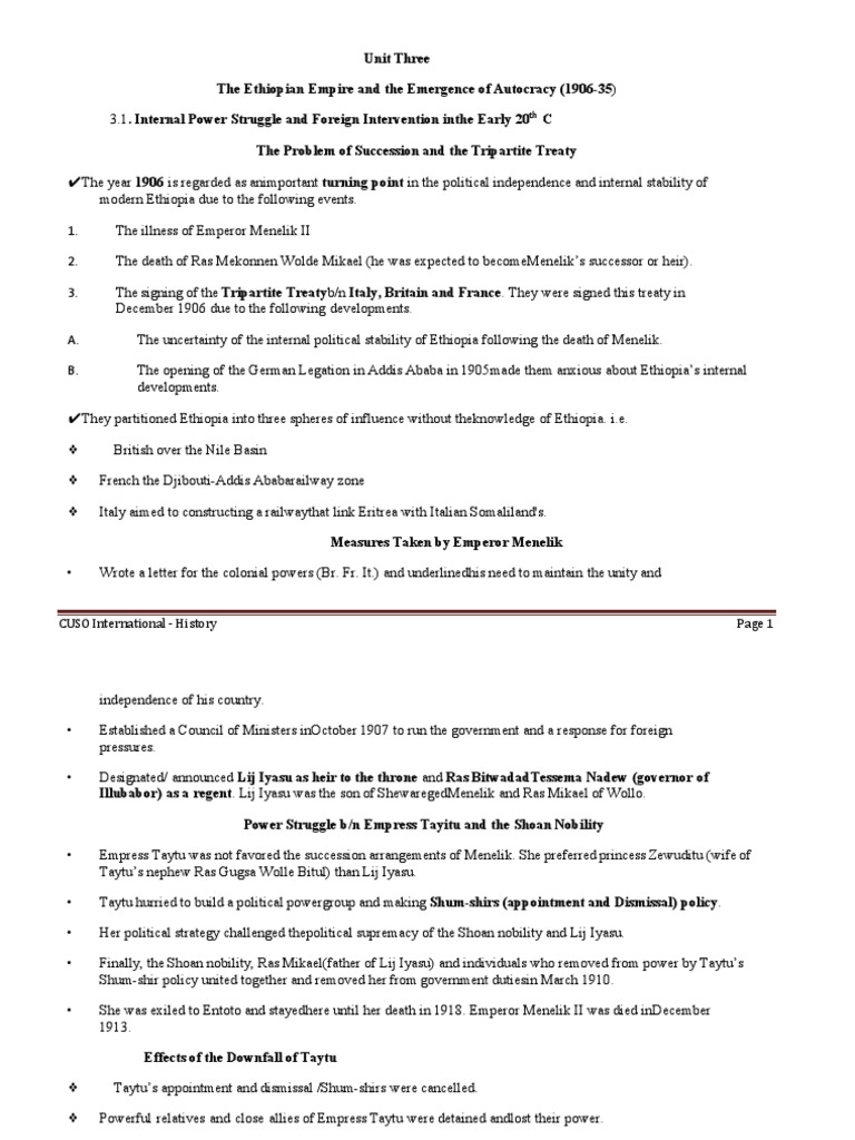 Week 2 History Lesson Notes | PDF | Ethiopia | Allies Of World War I