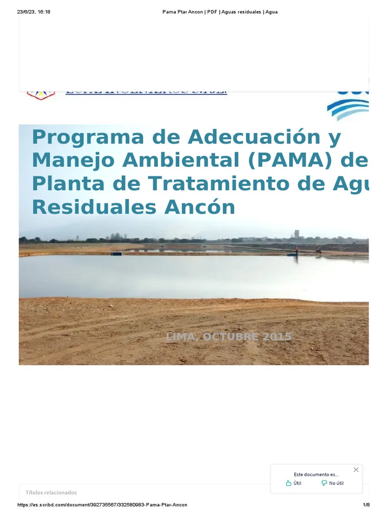 Pama Ptar Ancon - PDF - Aguas Residuales - Agua | PDF | Ciencias de la Tierra | La contaminación ...