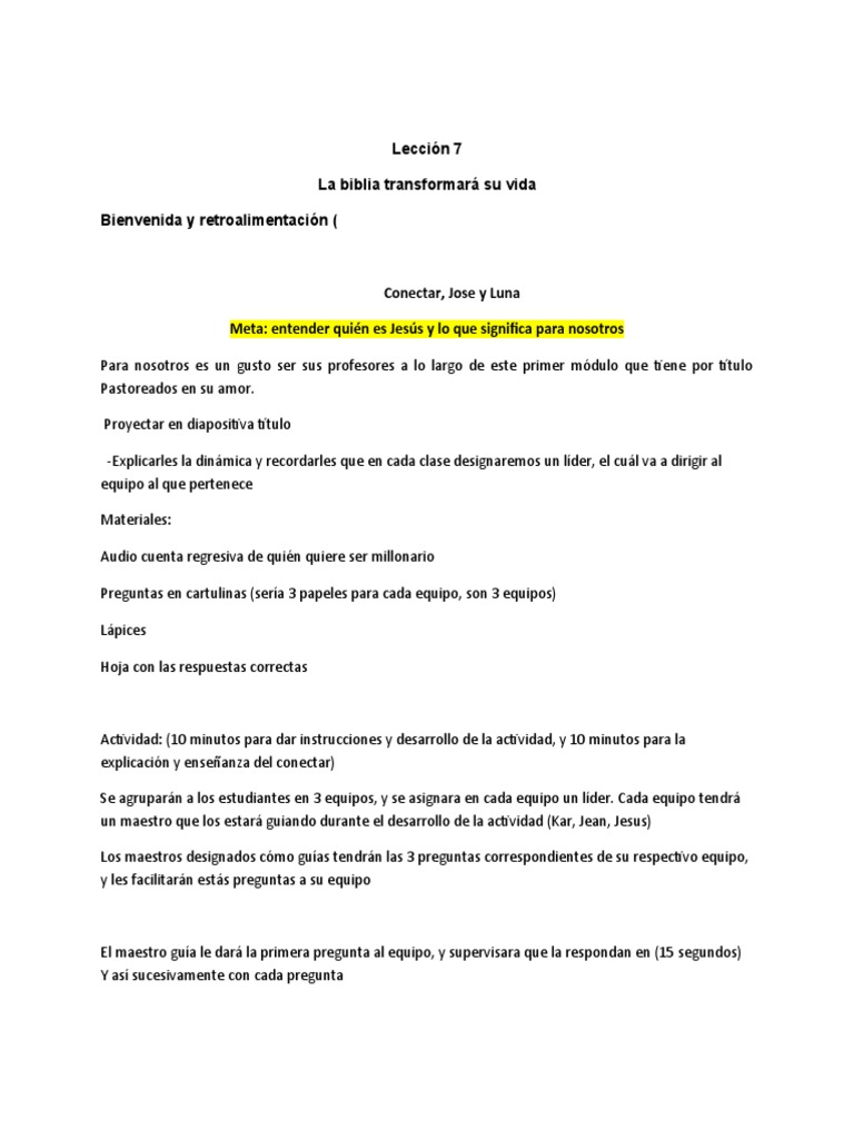 Leccion 1 Capacitación Destino | PDF | Jesús