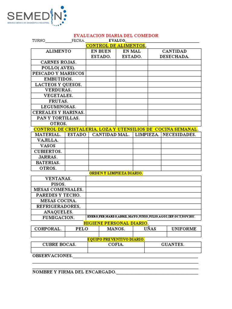 8 Check List Comedor. | PDF