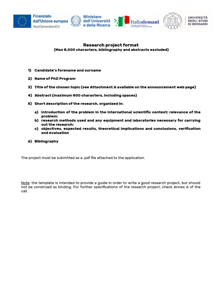 Fac-simile progetto di ricerca ENG | PDF